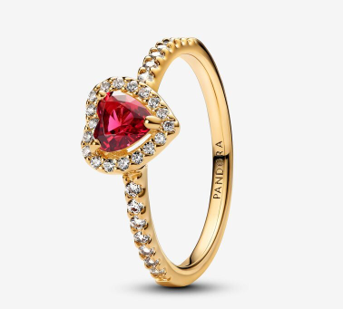 PANDORA Elevated Heart Ring - Red Stone - 14k Gold Plated – AGAPANTHUS