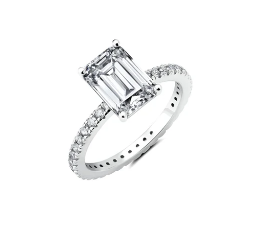 Emerald Step Cut Engagement Ring Finished in Platinum – AGAPANTHUS