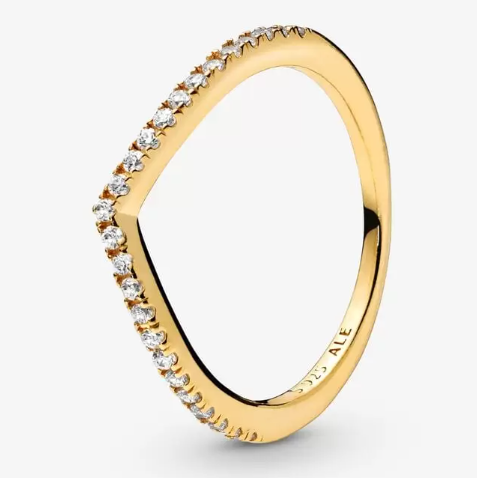 PANDORA Sparkling Wishbone Ring - 14k Gold Plated – AGAPANTHUS